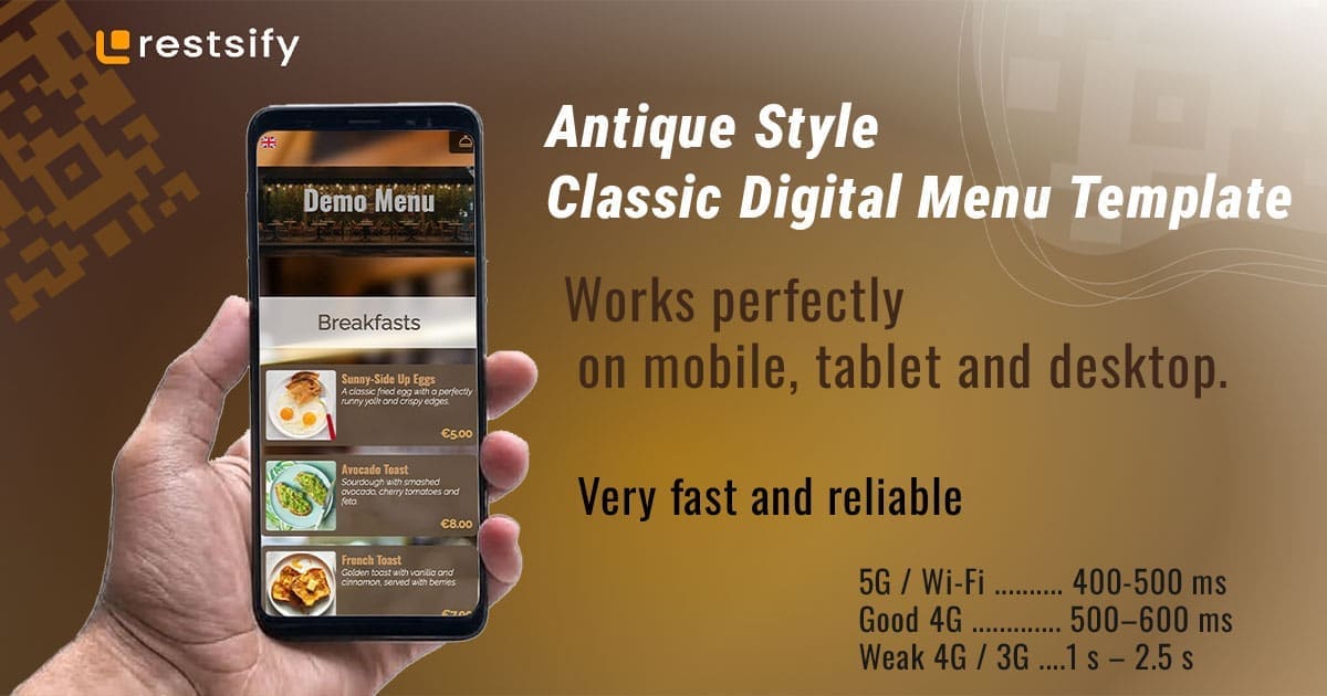 Antique Style — Classic & Elegant Digital Menu Template | Restsify